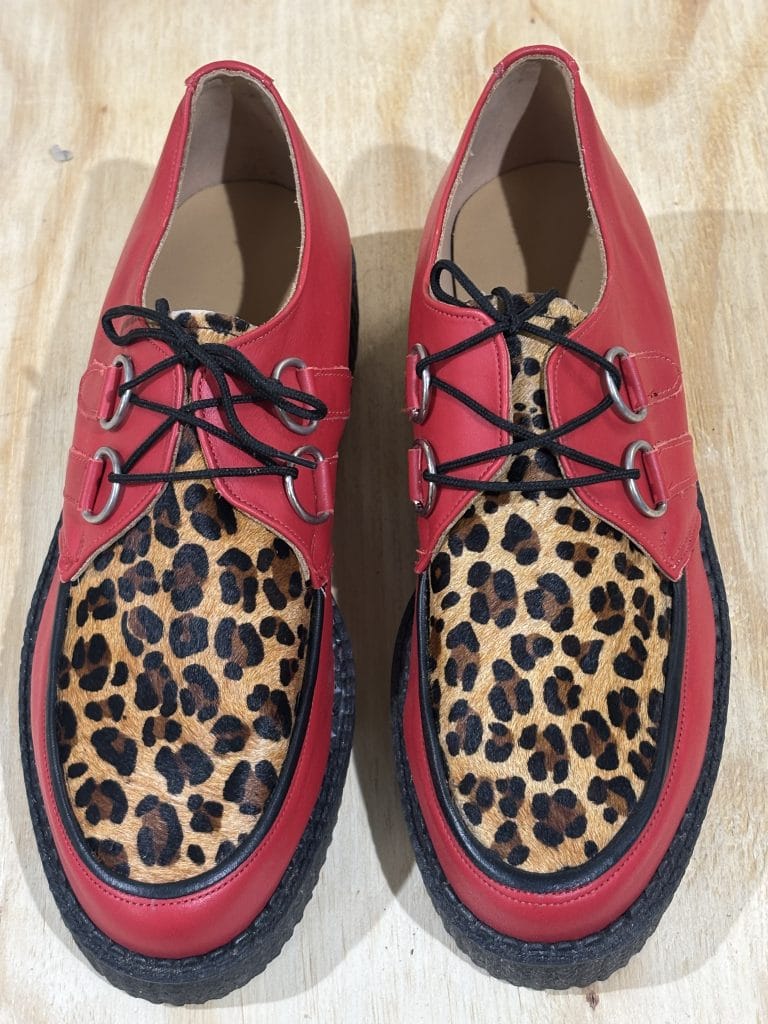 Creeper – Red Leather and Cheetah With D-Rings – Colin Johnson Shoes
